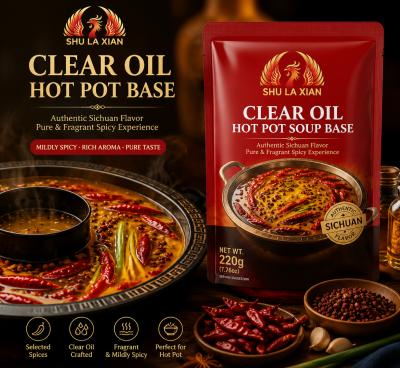 China SHU LA XIAN Clear Oil Hot Pot Soup Base with Authentic Sichuan Taste, Clear Oil Formula, and Fragrant Balanced Spiciness for sale