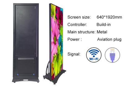 China Shopping Mall Digital Information Sign Moveable LED Poster Screen Metal Frame for sale
