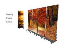China Folding Poster LED Display Background Movable Signage WIFI 4G Network for sale