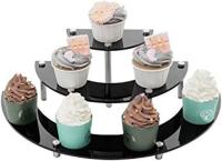 China Semicircle Black Acrylic Display Rack , 3 Layer Acrylic Cupcake Display Rack for sale