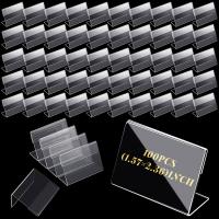 China 100pcs Mini Transparent Acrylic Logo Display Horizontal Tilt L Shaped Card Rack for sale