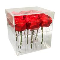 China 9 Holes Acrylic Flower Box With Lid , Square Preserved Rose Acrylic Box for sale