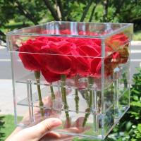 China 9 Holes Acrylic Flower Box With Lid , Square Preserved Rose Acrylic Box for sale