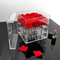 China Detachable Acrylic Display Box Clear Acrylic Rose Flower Box Eternal Life Storage for sale