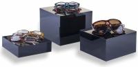 China Hollow Bottom Cube Small Acrylic Display Box Set Of 3 Nesting Risers for sale