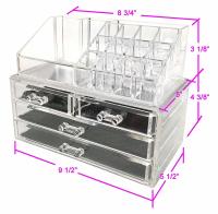 China 4 Tier Clear Acrylic Makeup Organizer Drawers Removable With Lipstick Holder for sale