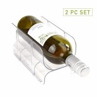 China Double Wine Acrylic Bottle Rack Table Top Clear Lucite Display for sale