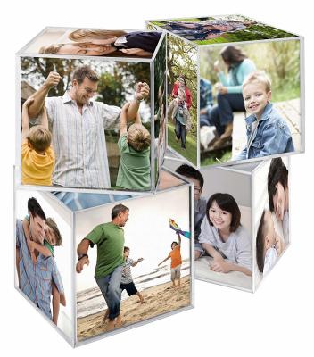 China Clear Plastic 6 Sided Acrylic Photo Cube 3.25x3.25Inch For Gift for sale
