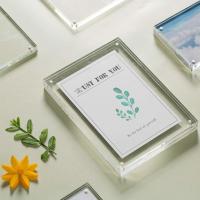 China Thicker Block Clear Acrylic Magnet Stand Double Sided Frameless Desktop Display for sale