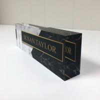 China Black Desk Laser Cut Acrylic Name Plate For Company Display for sale