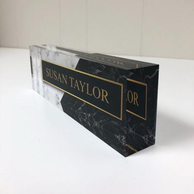 China Black Desk Laser Cut Acrylic Name Plate For Company Display for sale