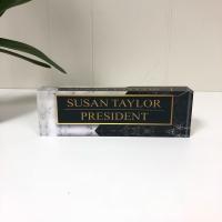 China Black Desk Laser Cut Acrylic Name Plate For Company Display for sale