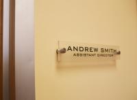 China Odorless Acrylic Word Signs Office Wall Name Plate With Frosted Background Finish for sale