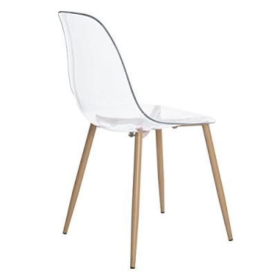China OEM ODM Clear Acrylic Ghost Chair , Eames Style Plastic Chair With Metal Legs for sale