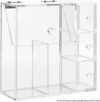 China Non Toxic Acrylic Dust Cover Clear Acrylic Makeup Organizer With Brush Holder for sale