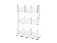 China 9 Pocket Vertical Acrylic Clear Board Freestanding With Sign Holder for sale