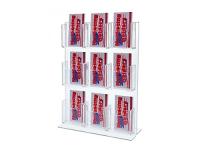 China 9 Pocket Vertical Acrylic Clear Board Freestanding With Sign Holder for sale