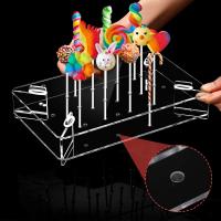 China 16 Hole Acrylic Candy Display Square Lollipop Display Holder For Weddings for sale