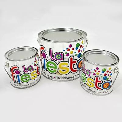 China Black 50kg Metal Tin Bucket With Ring Lock Customized Color Printing for sale
