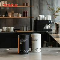 China 250nl 300ml  Empty Food Grade Airtight Container Black Round Cans Metal Cans Tea Sugar Coffee Canister With Lid for sale