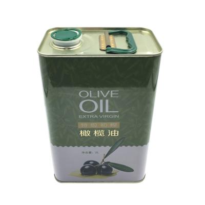 China Waterproof 2L Rectangular Olive Oil Tin Can for Food Grade Oil Packaging for sale