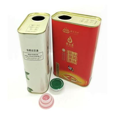 China Food Grade 1L and 2L Square Olive Oil Tin Can with Plastic Lid and Custom Logo in Customized Color for sale