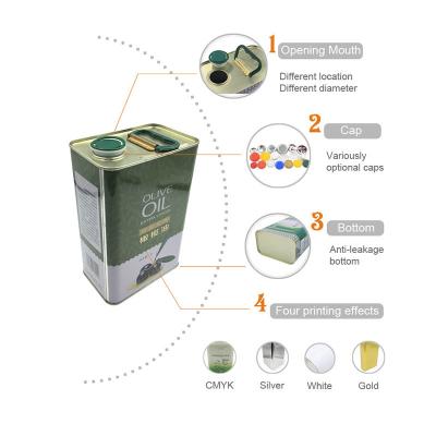 China Food Grade Olive Oil Tin Can with 0.21-0.35mm Thickness 25-30 Days Delivery and 5000 Pcs MOQ for sale