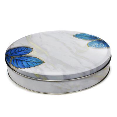 China Luxurious Beautiful Round Empty Food Universal Cookies Moon Cake Big Round Can Biscuit Cookie Cake Gift Metal Packaging Tin Box for sale