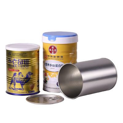 China 401# Sealed Food Grade Metal Packaging Tin Cans 500g Camel Milk Powder Empty Cans With EOE Lids Plastic Cover for sale