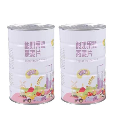 China Customize Food-Grade Paper Can Tubes tinplate material for cereal for cornmeal and oatmeal Packaging for airtight storage for sale