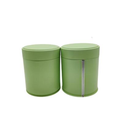 China Manufacturer Custom Food Grade Metal 250g Tea Can Matcha Coffee Round Tin Can With Valve Covers Empty Green Powder Box for sale