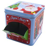 China Custom Empty 1kg Horse Mouth square Tin Santa Open Door Can Christmas Gift Box Coffee Bean Packaging Food Grade Metal Can for sale