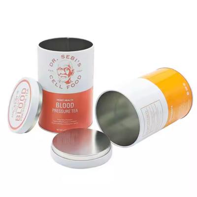 China Konson Factory Wholesale Printing Design Food Grade Airtight Round Tins Custom Coffee Tin Can Tea Metal Tins Container with Lid for sale