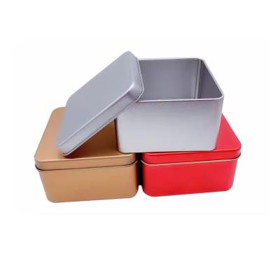 China Food Grade Small Custom LOGO Rectangle Silver Metal Tin Box with Low MOQ for Gift Candy Square Packaging Box for sale