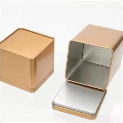 China Hot Sale Metal Tea Tin Can Candy Jar 4 Color Printing Food Grade Storage Square Tins Box for sale