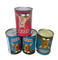 China Empty Food Grade Packaging 375g Round Tin Can With Easy Open Lid for Cat Food Packing /Dog Food Packaging Can for sale