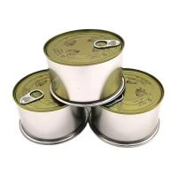 China Wholesale Custom Empty Metal Tin Can 160g Tuna Sardines Tin Can Round Tin Cans for Food Packaging Food Container for sale