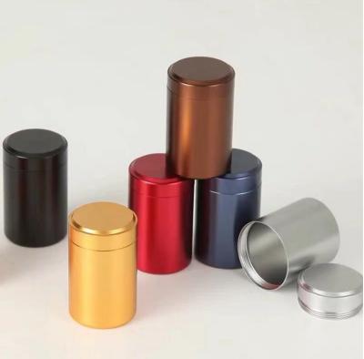 China Titanium Alloy Tea Powder Tin Can Box 60ml 120ml 140ml With Screw Lid for sale