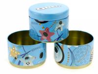 China Round Sublimation Tinplate Cookie Tin Cans Food Packaging for sale