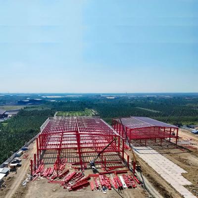 China Single Span Steel Frame Modular Warehouse Building 30m x 60m x 8m Portal Frame Construction for sale