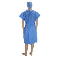 China Elastic Neck Waterproof Blue White PE Protective Film Cancer Therapy Disposable Isolation Gowns for sale