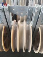 China 60KN Aluminum Nylon Sheaves Pulleys Three Sheave Transmission Stringing Blocks for sale