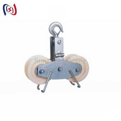 China Tandem Sheave Stringing Block with Nylon Pulley and Twin Sheave Design for 25 Rated Load Transmission Line for sale