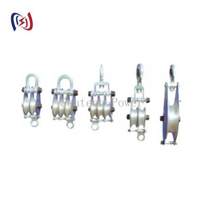 China Hoisting Tackle Aluminum Sheave Pulley Block with Galvanized Steel Frame and High-Strength Sheaves for Power Line Lifting for sale