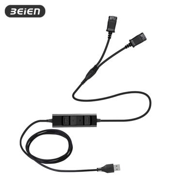 China Call Center QD Training Cable to USB Y-Type Splitter, Quick Disconnect Headset Adapter for sale