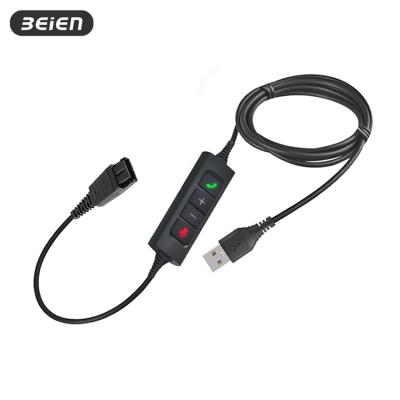 China QD Quick Disconnect Cable to USB Adapter for PC, Call Center Headset Connection Wire for sale