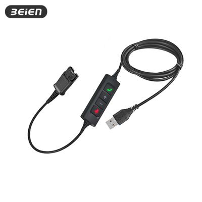 China Call Center QD Headset Cable to USB, Quick Disconnect PC Connection Wire for sale