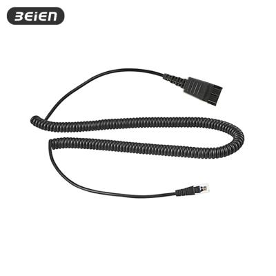 China QD Quick Disconnect to RJ9 4P4C Coiled Headset Cable for Desk Phones & IP Telephones for sale