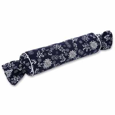 China Qiai Neck Bolster Pillow in Navy Printed Fabric with Individual Gift Box for sale