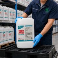China 75% Medical Alcohol Disinfectant Solution in a 25L Bulk Supply Drum for sale
